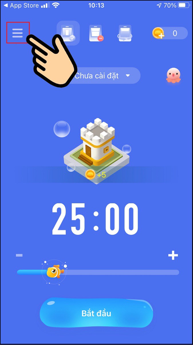 Sử dụng ứng dụng Nox Ocean để tập trung học, xây nhà dưới đáy biển