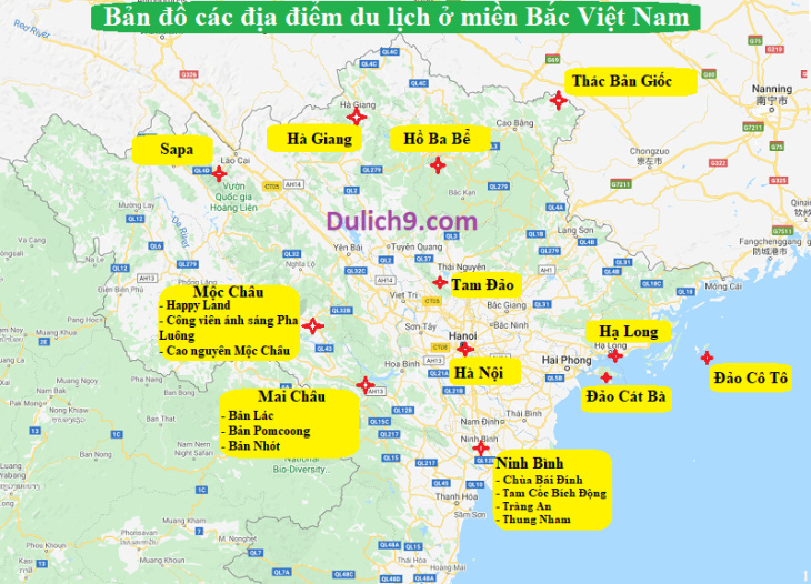 Bản đồ du lịch miền Bắc Việt Nam với hình ảnh độc đáo - Mytour