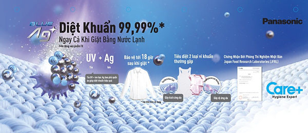 Máy giặt Blue Ag+ - Vệ sinh tận gốc, bảo vệ màu sắc quần áo