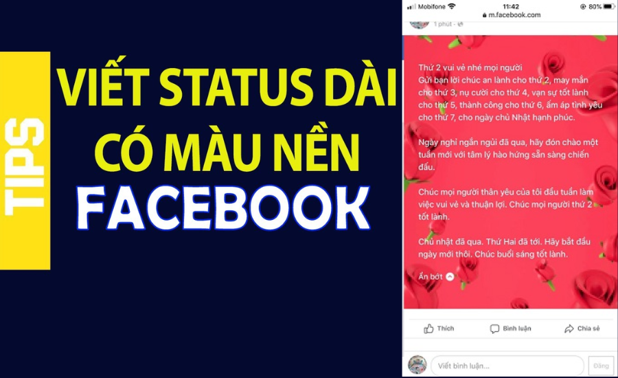Bí quyết viết status dài với nền màu trên Facebook, không ràng buộc ký tự