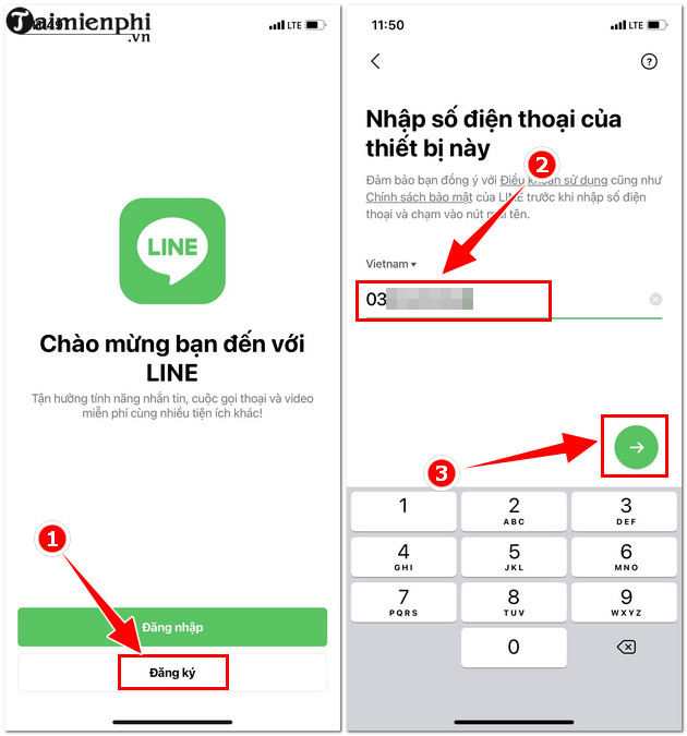 Hướng dẫn đăng ký tài khoản Line trên điện thoại Android và iPhone