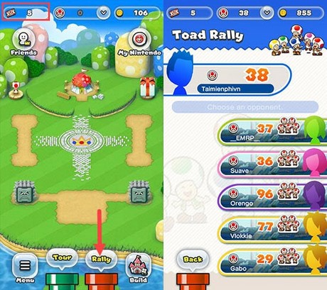 Bí quyết tham gia chế độ Toad Rally trong Super Mario Run