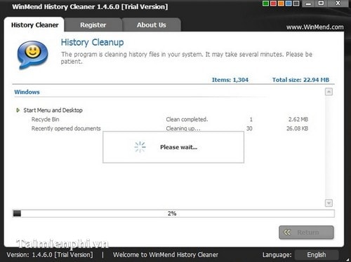Tối ưu hóa máy tính với ứng dụng WinMend History Cleaner