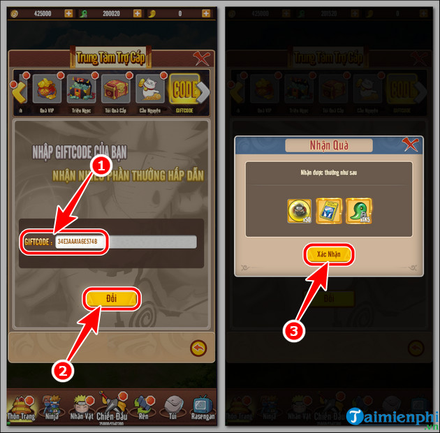 Code mới nhất Truyền Nhân Làng Lá MGP, nhập code nhận Ngọc, Set Trang Bị Vàng