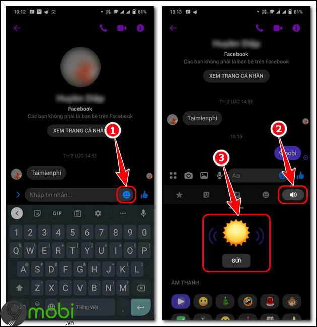 Bí quyết gửi emoji âm thanh trên Messenger cho Android, iPhone