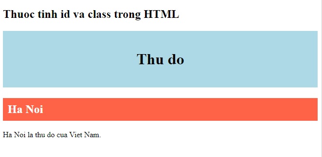 Khám phá về thuộc tính id trong HTML và minh họa thông qua ví dụ