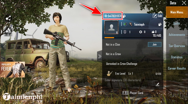 Cách nhận biết ID nhân vật trong PUBG Mobile VN