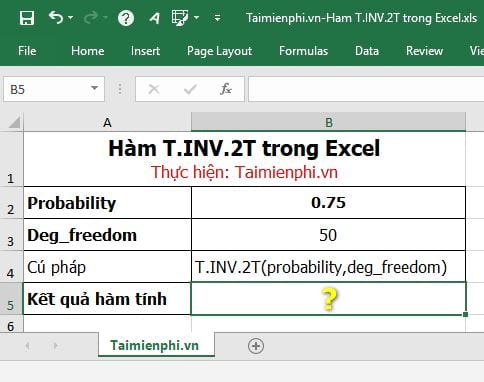Hàm T.INV.2T trong Excel: Cú pháp và Bí quyết
