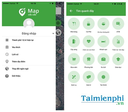 Tìm kiếm địa danh tại Cốc Cốc Map