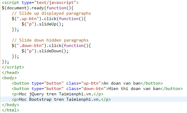 Ưu điểm của Hiệu ứng Trượt trong jQuery: slideUp() và slideDown(), đi ...