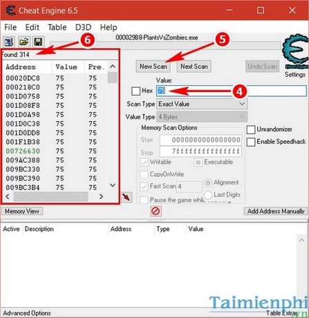 Thay đổi thông số trong trò chơi Plants vs. Zombies bằng Cheat Engine 6 ...
