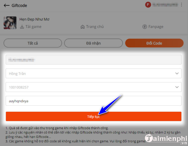 Mã Code Hẹn Hò Đẹp Như Cổ Tích, cách nhận và nhập Giftcode trong trò chơi