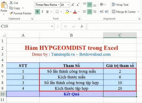 Hàm HYPGEOMDIST trong Excel: Phân bố siêu bội