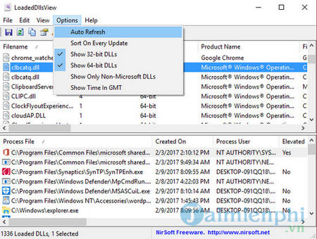 Hướng dẫn sử dụng LoadedDllsView trên Windows 10
