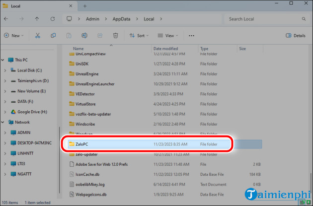 Bí quyết di chuyển thông tin ZaloPC đến các phân vùng ổ D, E,