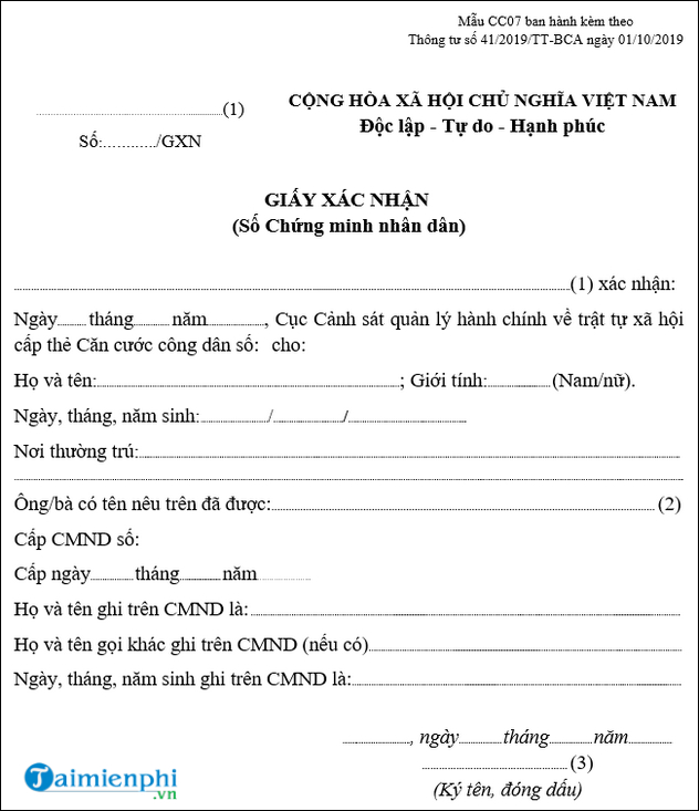 Mẫu giấy xác nhận số CMND cũ và mới độ chính xác tối đa. Đơn đề nghị ...