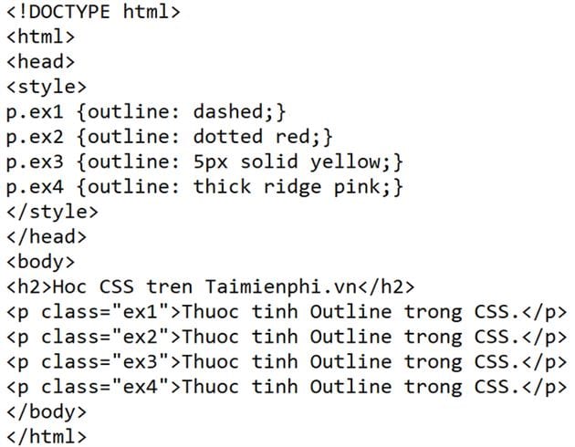 Học về Đặc Tính Outline trong CSS: Cấu Trúc và Ví dụ Minh Họa