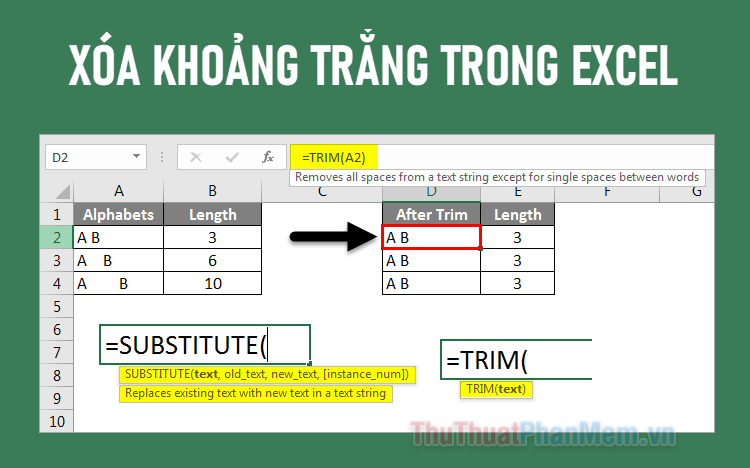 Giải quyết vấn đề khoảng trắng trong Excel - Loại bỏ dấu cách một cách nhanh chóng