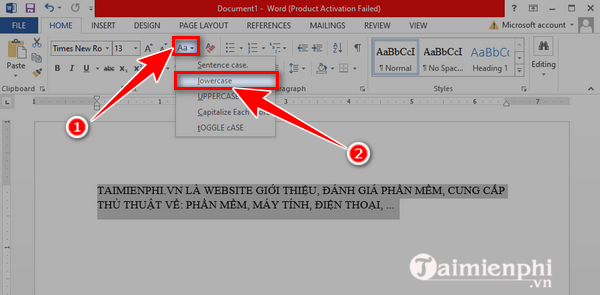 Cách đổi chữ in hoa thành chữ thường trong Word
