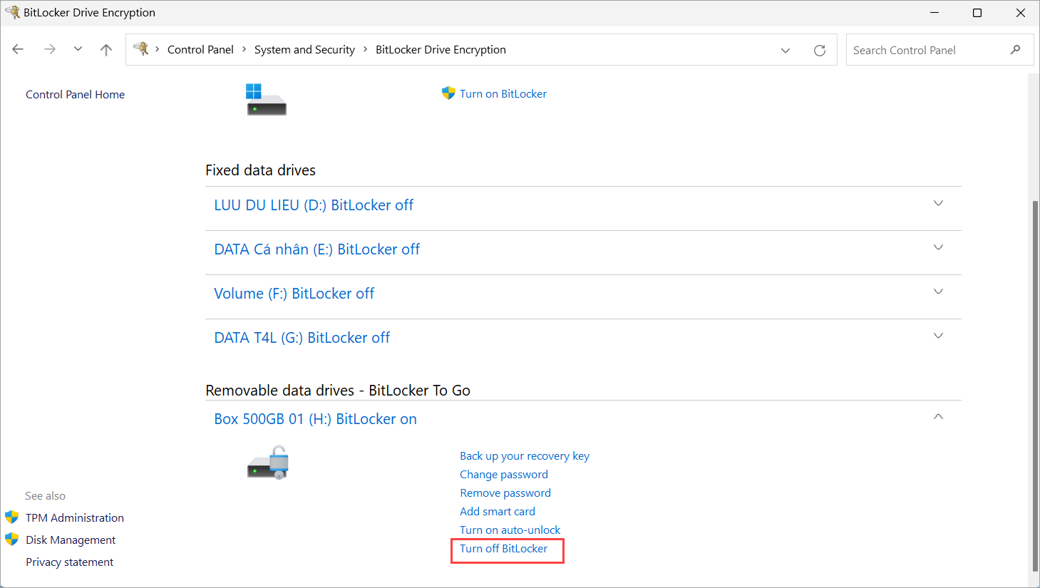 Bí quyết vô hiệu hóa BitLocker trên Windows 11
