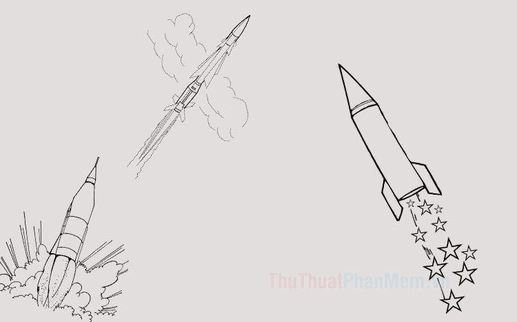 Bức tranh tô màu về tên lửa đẹp