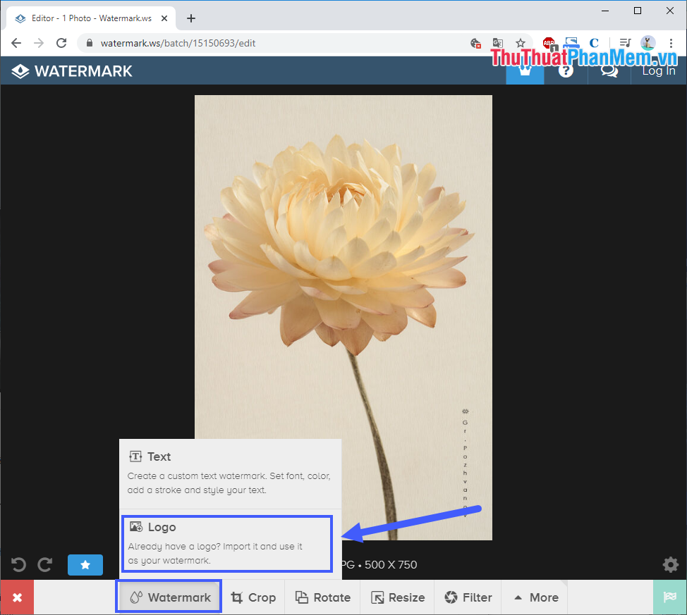 Bí quyết thêm logo vào ảnh qua mạng