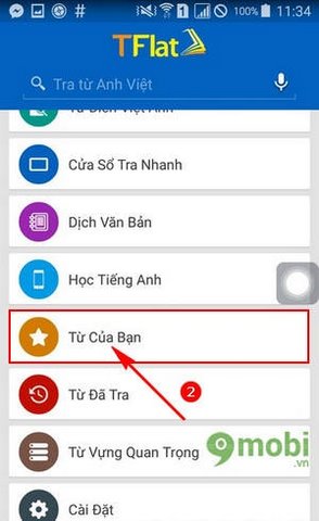Thêm từ vựng mới vào từ điển Anh Việt TFLAT cho Android