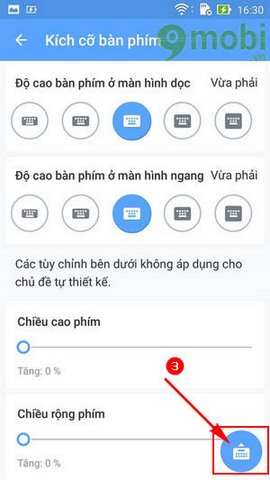 Điều chỉnh kích thước bàn phím Laban Key trên Android