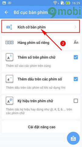 Điều chỉnh kích thước bàn phím Laban Key trên Android