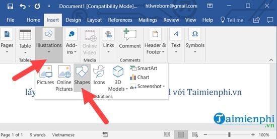 Lấy thanh công cụ vẽ trong Microsoft Word 2016, 2013, 2010, 2007, và 2003