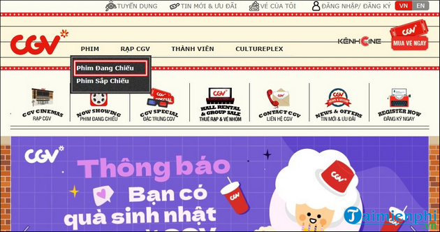 CGV movie schedule, keeping you updated on film screening times at C