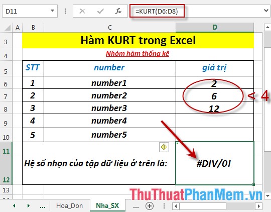 KURT Function - Returns the kurtosis coefficient of a dataset in Excel.