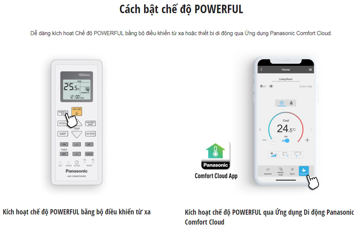 Experience the Rapid Cool Mode 'Powerful' on Panasonic Air Conditioners