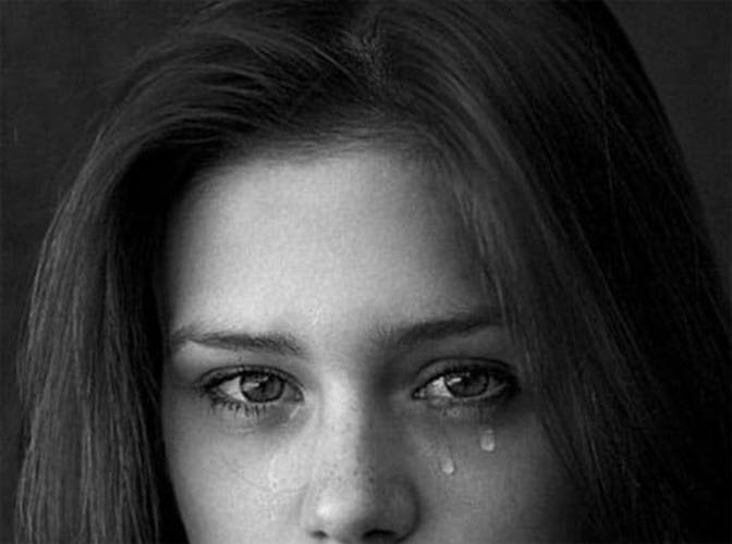 Images of sad female avatars expressing emotions through tears