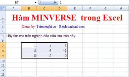 The MINVERSE function, which returns the inverse matrix of a given matrix