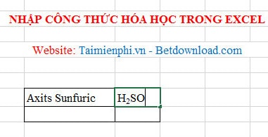 Enter chemical formulas in Excel, insert chemical formulas into worksheet E