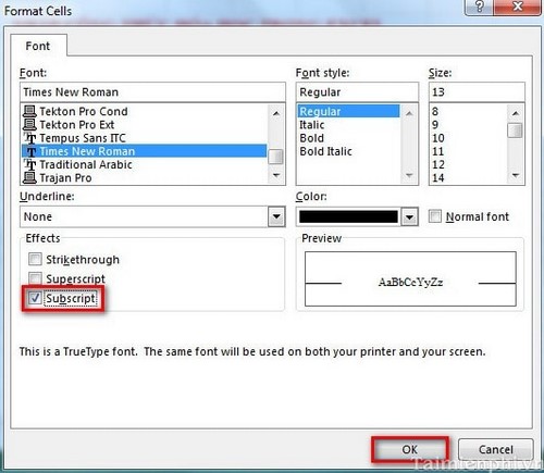 Enter chemical formulas in Excel, insert chemical formulas into worksheet E