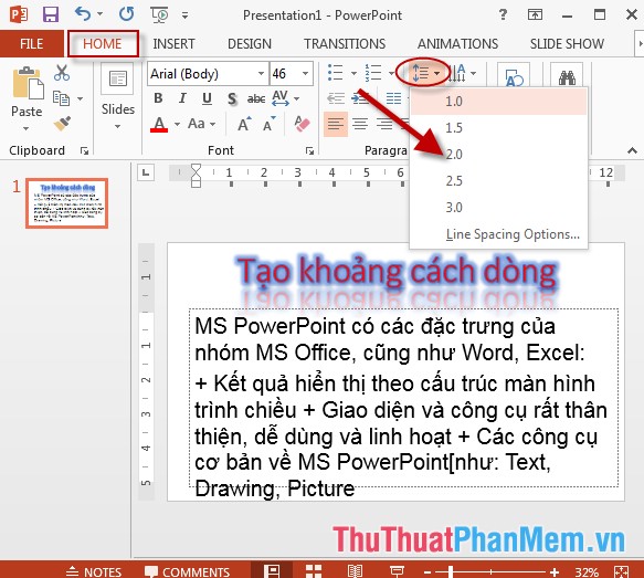Setting Line Spacing in PowerPoint