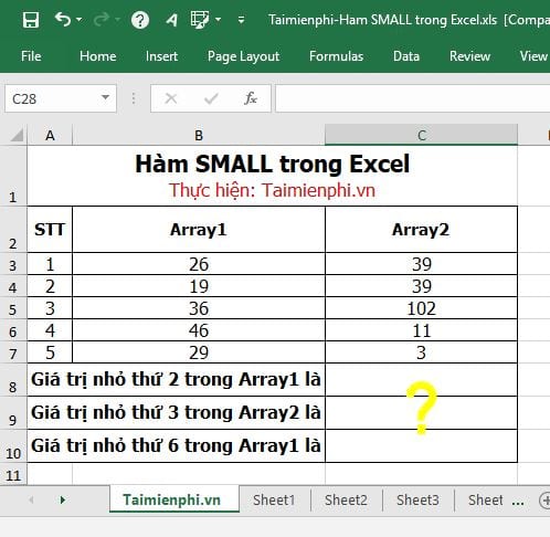 Understanding the SMALL function in Excel