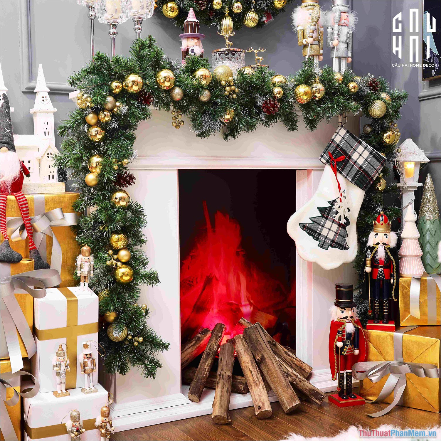 3. Decorate the Fireplace Corner and Noel Gift Box