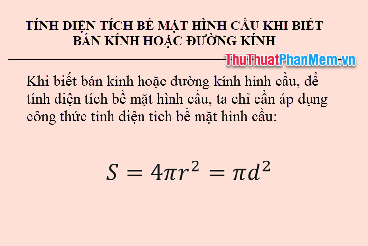 Formula for calculating the surface area of a sphere & illustrative example