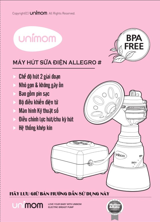 Hướng dẫn lắp đặt máy hút sữa Unimom Forte, Allegro, Minuet, Mezzo bằng tay
