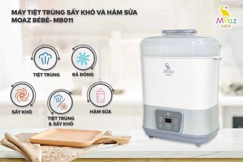 Đánh giá toàn diện máy tiệt trùng sấy khô hâm sữa Moaz Bebe từ A đến Z