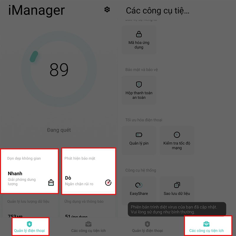 Bí quyết tận dụng iManager trên Vivo Y01 với nhiều công cụ tiện ích