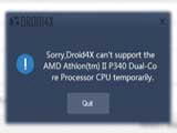 Droid4X does not support AMD processors: fixing the issue