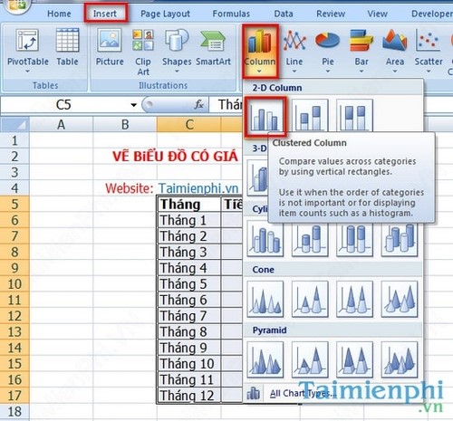 Drawing Column Chart with Positive and Negative Values in Excel