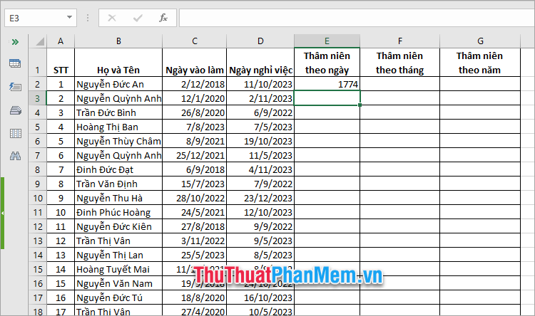 Simple and Fast Excel Seniority Calculation