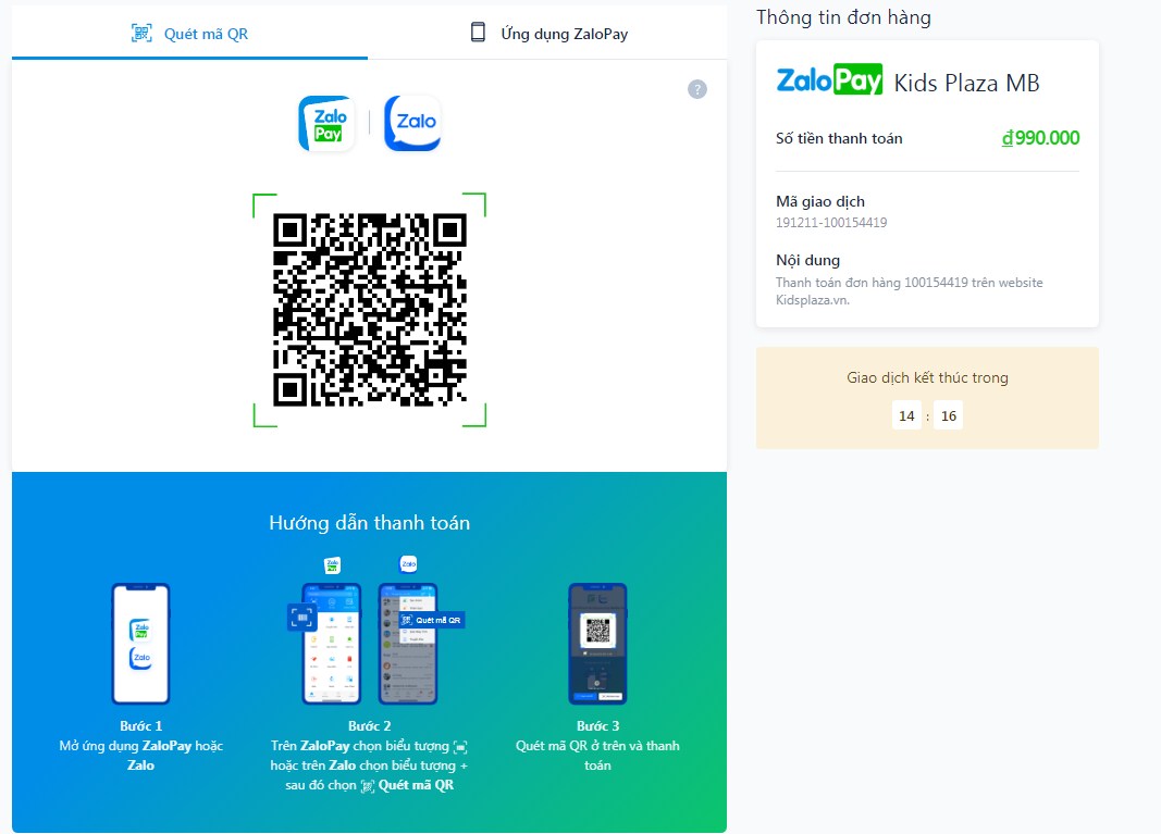 Guide to using Zalopay for purchases on Mytour