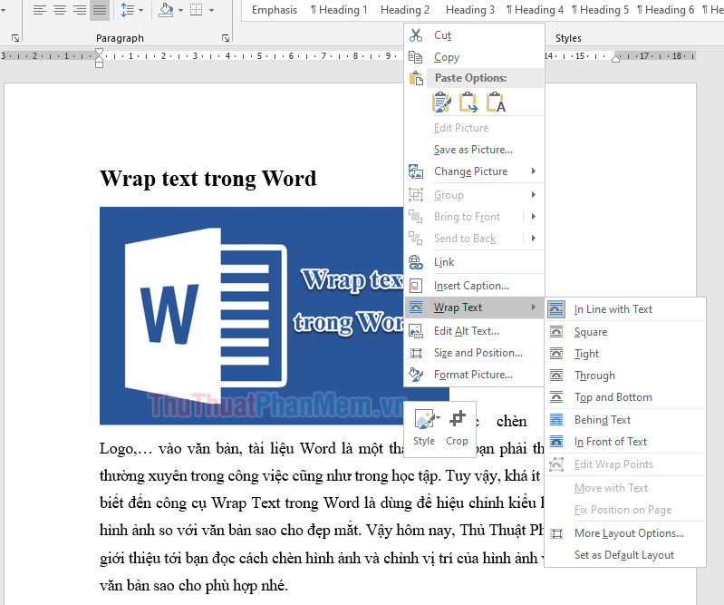 Wrap Text in Word