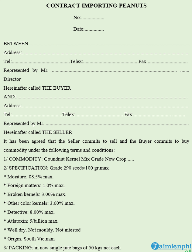 Fresh standardized import contract template for peanuts in both ...